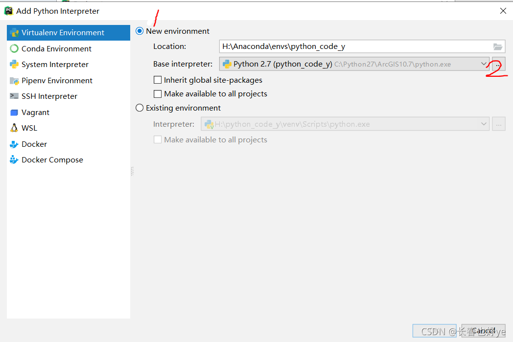 配置pycharm使用arcgis自带的python2.7解释器_如何使用arcgis自带的python2.7-CSDN博客