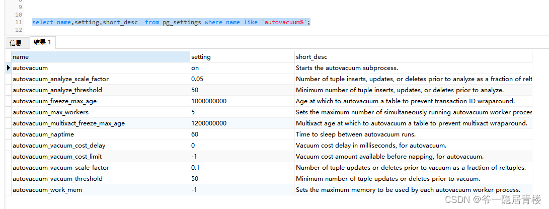 PGSQL 设置autovacuum_postgresql 设置autovacuum的执行规则-CSDN博客