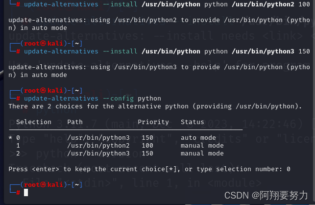 kali当中不同的python版本切换（超简单）_kali区分python2与python3-CSDN博客