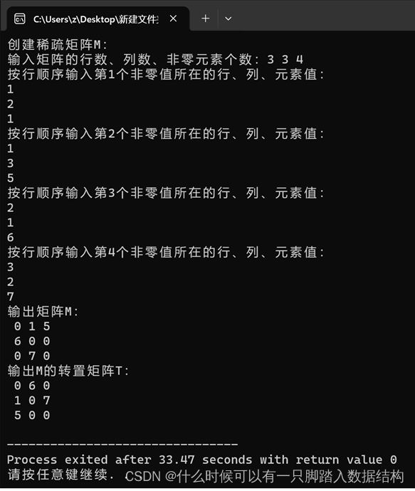 数据结构：稀疏矩阵的三元组的顺序存储之快速转置实现稀疏矩阵的快速转置算法 Csdn博客