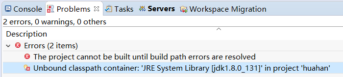 Unbound classpath container: ‘JRE System Library [jdk1.8.0_131]‘ in ...
