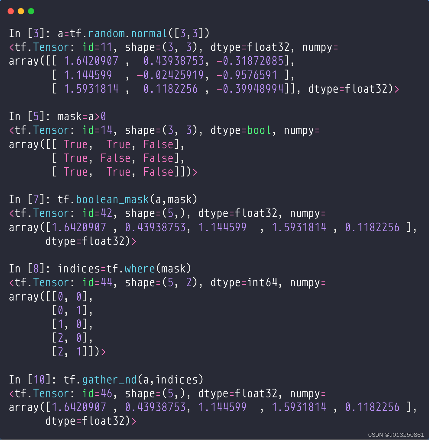 TensorFlow2-高阶操作（七）：where（采集元素）【从1个Tensor中采集元素】【从2个Tensor中采集元素：where ...