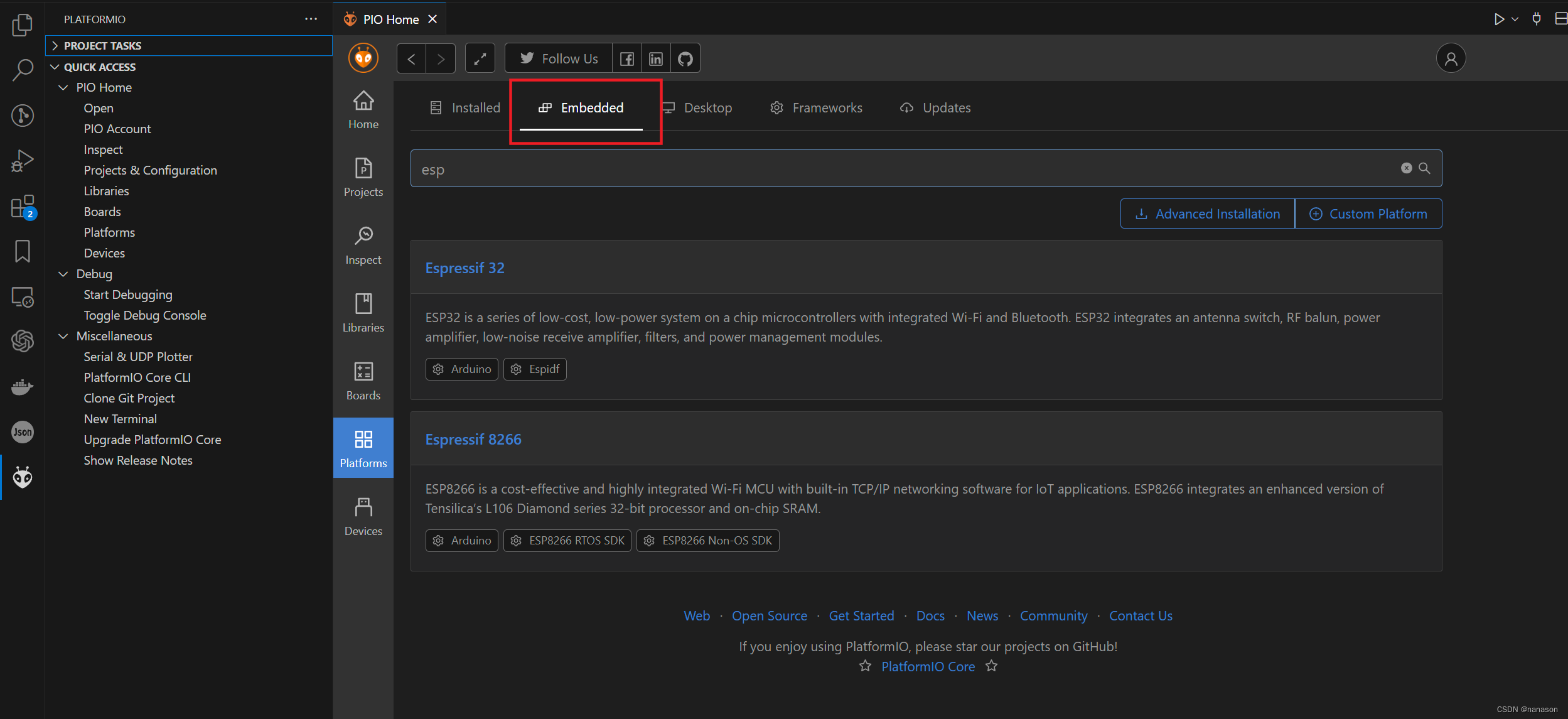 PlatformIO下载platform以及新建工程_platformio: configuring project: resolving esp32de-CSDN博客