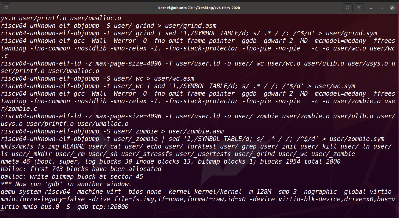 Lab0：调试xv6内核源码_gdb调试xv6-CSDN博客