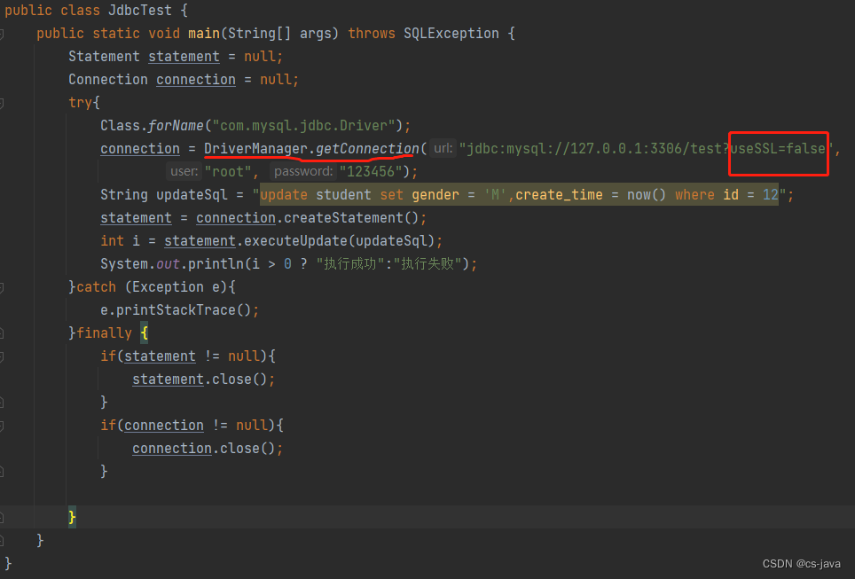 如果jdbc驱动版本跟mysql版本不一致，那么url必须useSSL=false，否则会连接报错communications link failure The last packet ...