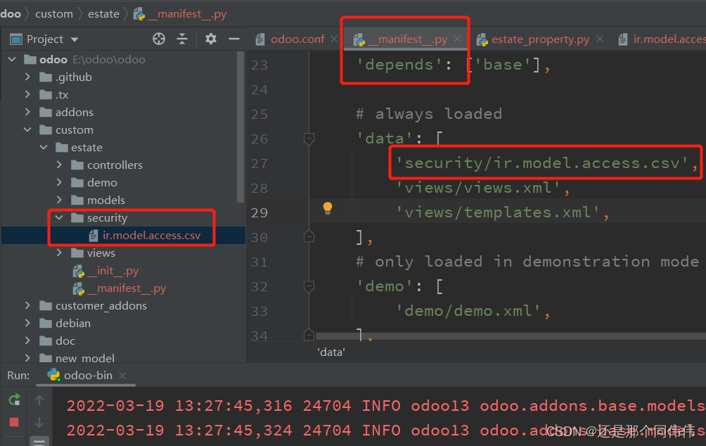 1.odoo13之跟着官网做项目/实例（创建模块、创建模型类、配置角色安全权限文件）_odoo+新建模型-CSDN博客