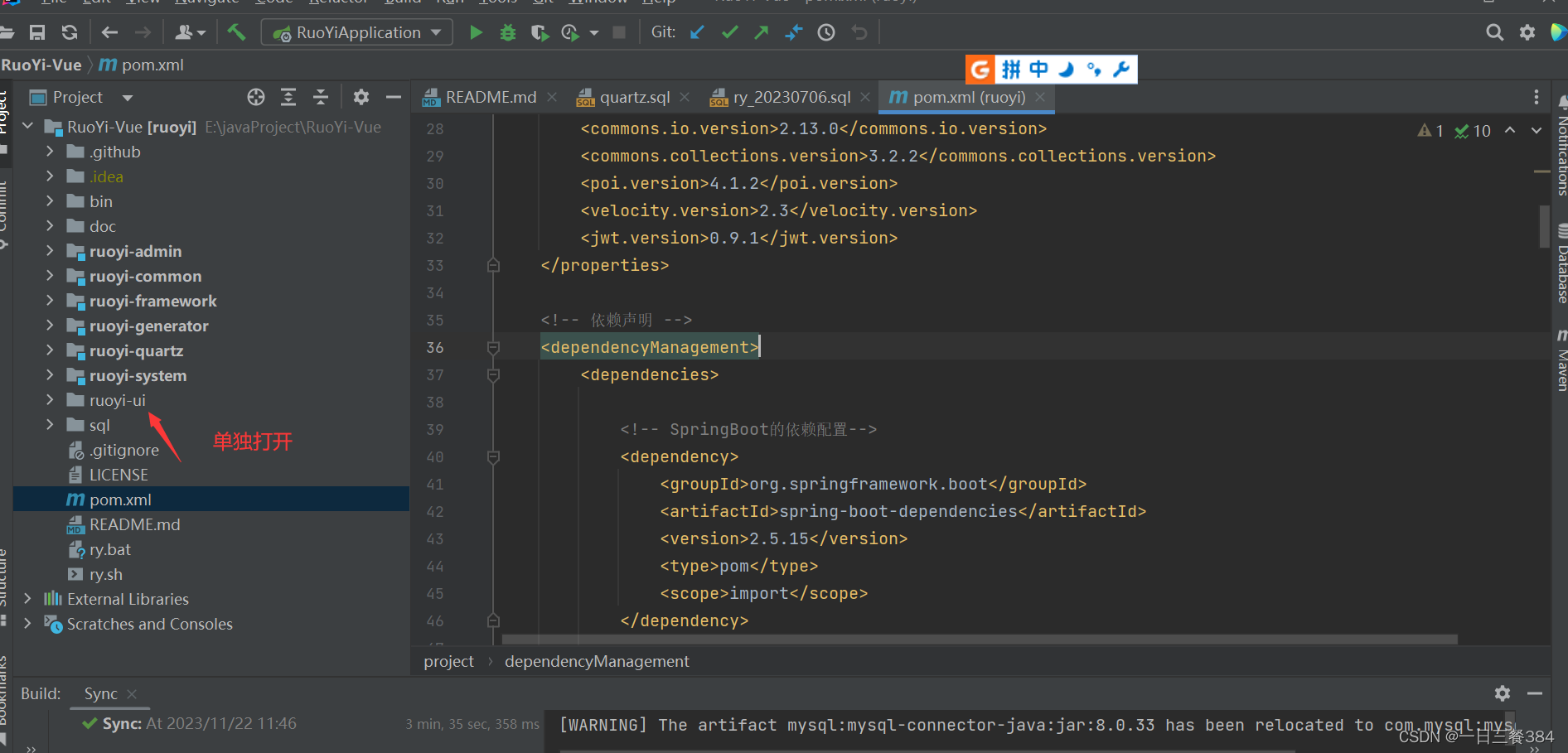 [若依学习01」启动运行_ruoyi前端代码启动-CSDN博客