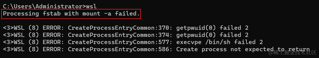 WSL: Processing fstab with mount -a failed.-CSDN博客
