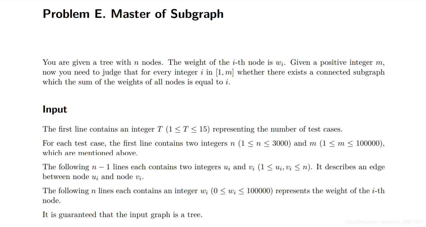 2017ccpc杭州 E. Master of Subgraph（点分治 + 树dp + bitset）_给定一棵 n 个结点的树,结点带权值。 请对于每个结点求出距离它不超过 k 的所有结 ...