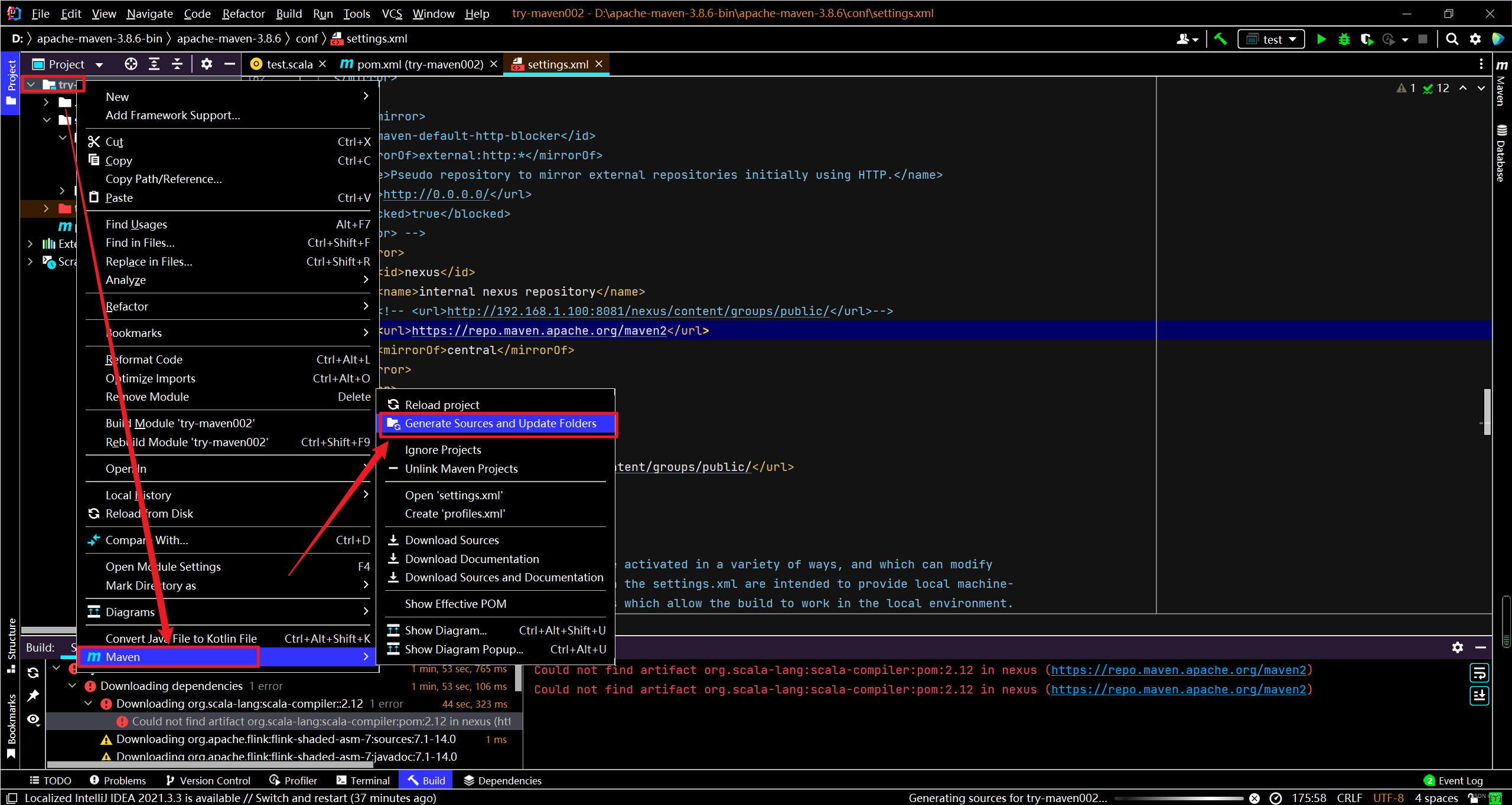 idea2021.3.3 创建maven-scala项目并解决遇到的问题_cannot find project scala library-CSDN博客