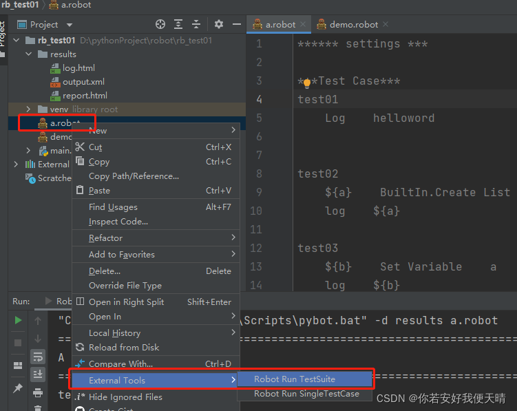 Python3+RobotFramework+pycharm_python3 -m robot -d-CSDN博客