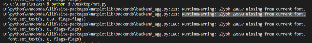 RuntimeWarning: Glyph 20998 missing from current font.（matplotlib中文字体显示方框问题的解决方案）_userwarning ...