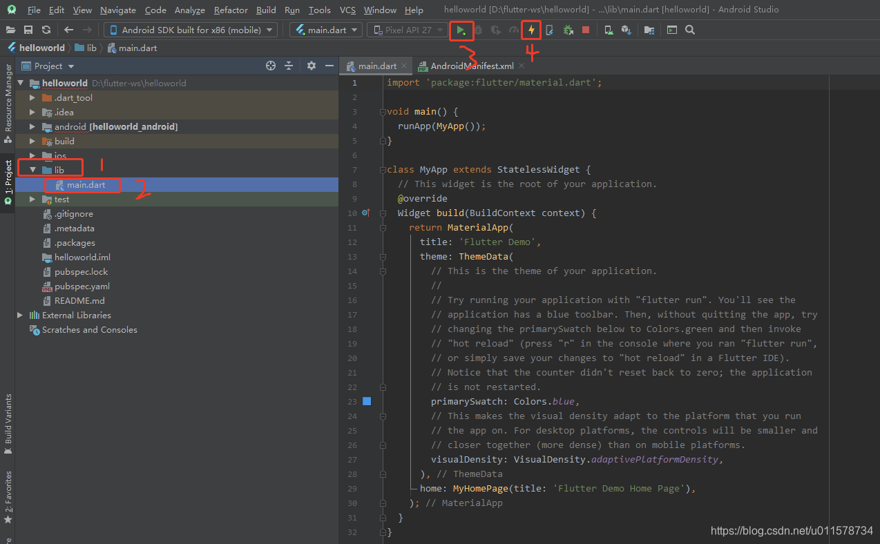 Flutter入门之——HelloWorld_flutter helloworld-CSDN博客