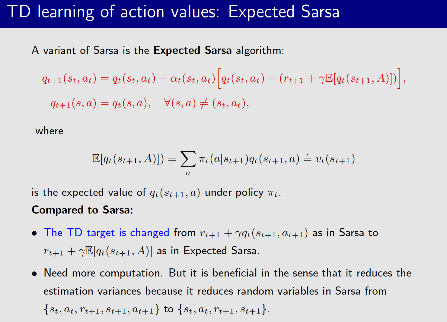 RL-赵-(七)-不基于模型-TD03：Sarsa--＞Expected Sarsa--＞n-step Sarsa-CSDN博客