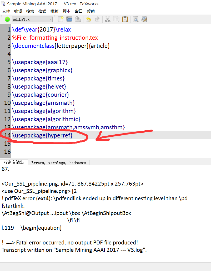 Latex 编译错误： ! pdfTeX error (ext4): \pdfendlink ended up in different nesting level than \pd ...