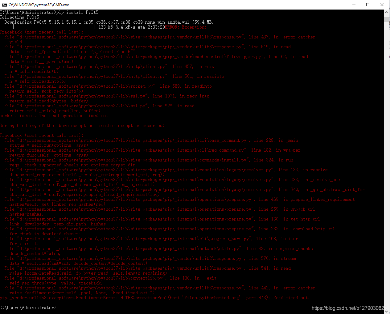 python学习笔记（3）——PyQT5安装与使用教程（pycharm安装下载报错解决方法）_pip install pyqt5 time out-CSDN博客