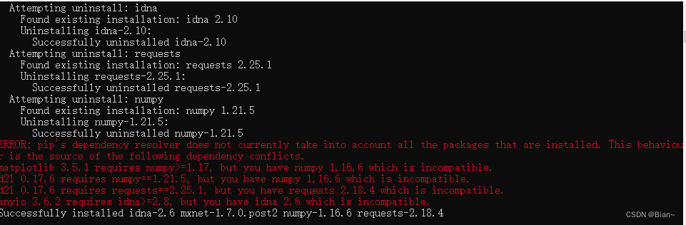 Mxnet版本与numpy,requests等都不兼容问题matplotlib 373 Requires Numpy 120but You H Csdn博客 4889