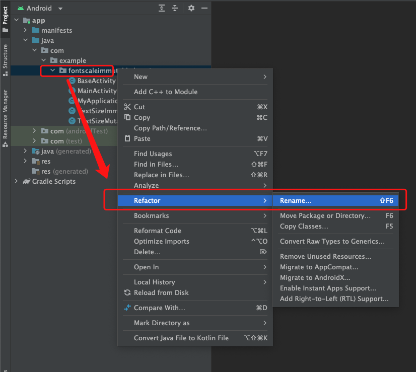 Android修改项目名和包名_android namespace修改-CSDN博客