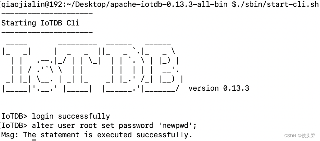 Apache IoTDB 修改 root 用户的密码_iotdb修改密码-CSDN博客