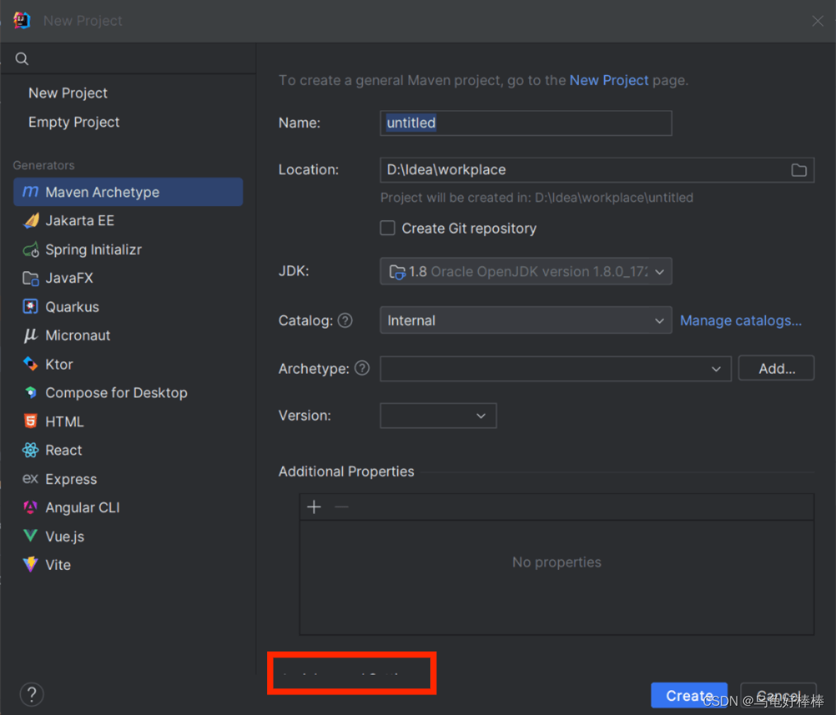 2023.3idea创建maven，找不到Advance setting_idea advanced setting没有-CSDN博客