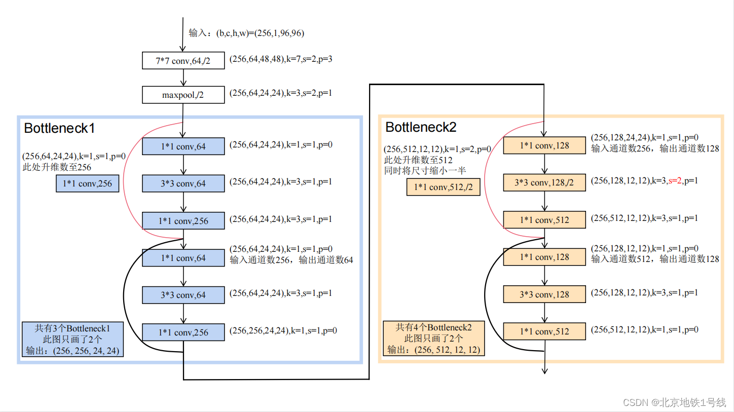 resnet50架构图示与变量维度分析_resnet50向量维度-CSDN博客