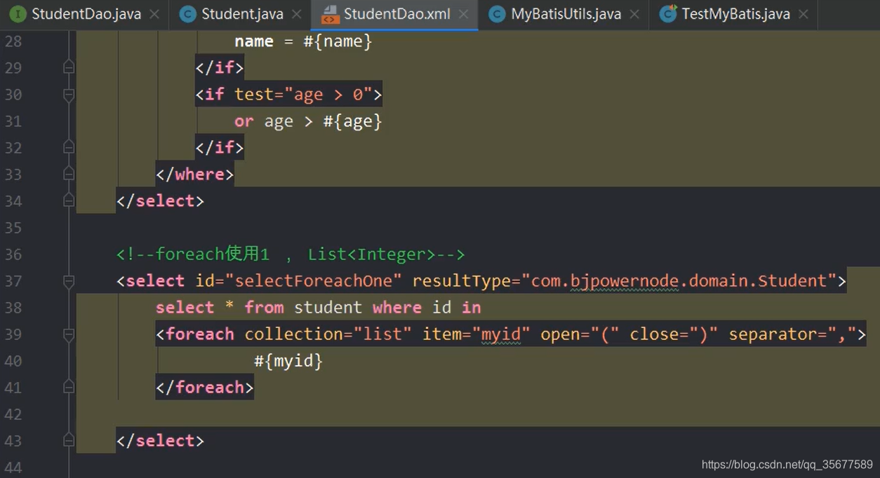 mybatis mybatis动态sql 包含if，where，foreach用法_mybatis mapper if 值 包含-CSDN博客