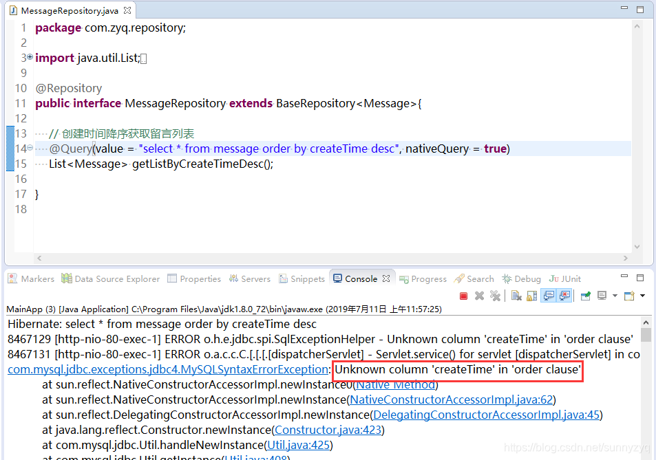 com.mysql.jdbc.exceptions.jdbc4.MySQLSyntaxErrorException: Unknown column 'xxx' in 'order clause ...