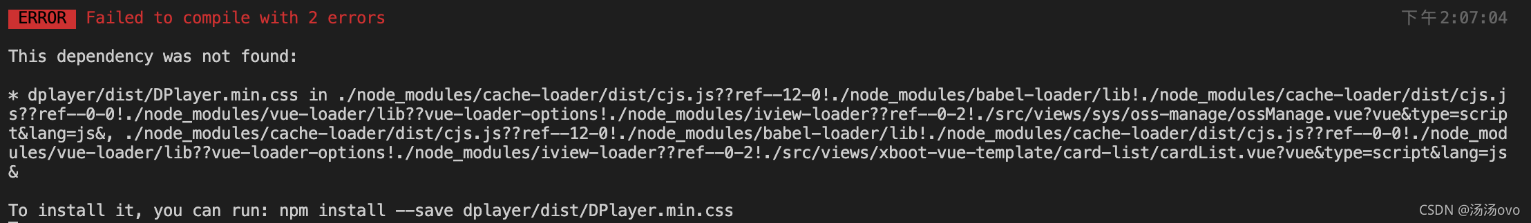 To install it, you can run: npm install --save dplayer/dist/DPlayer.min.css-CSDN博客