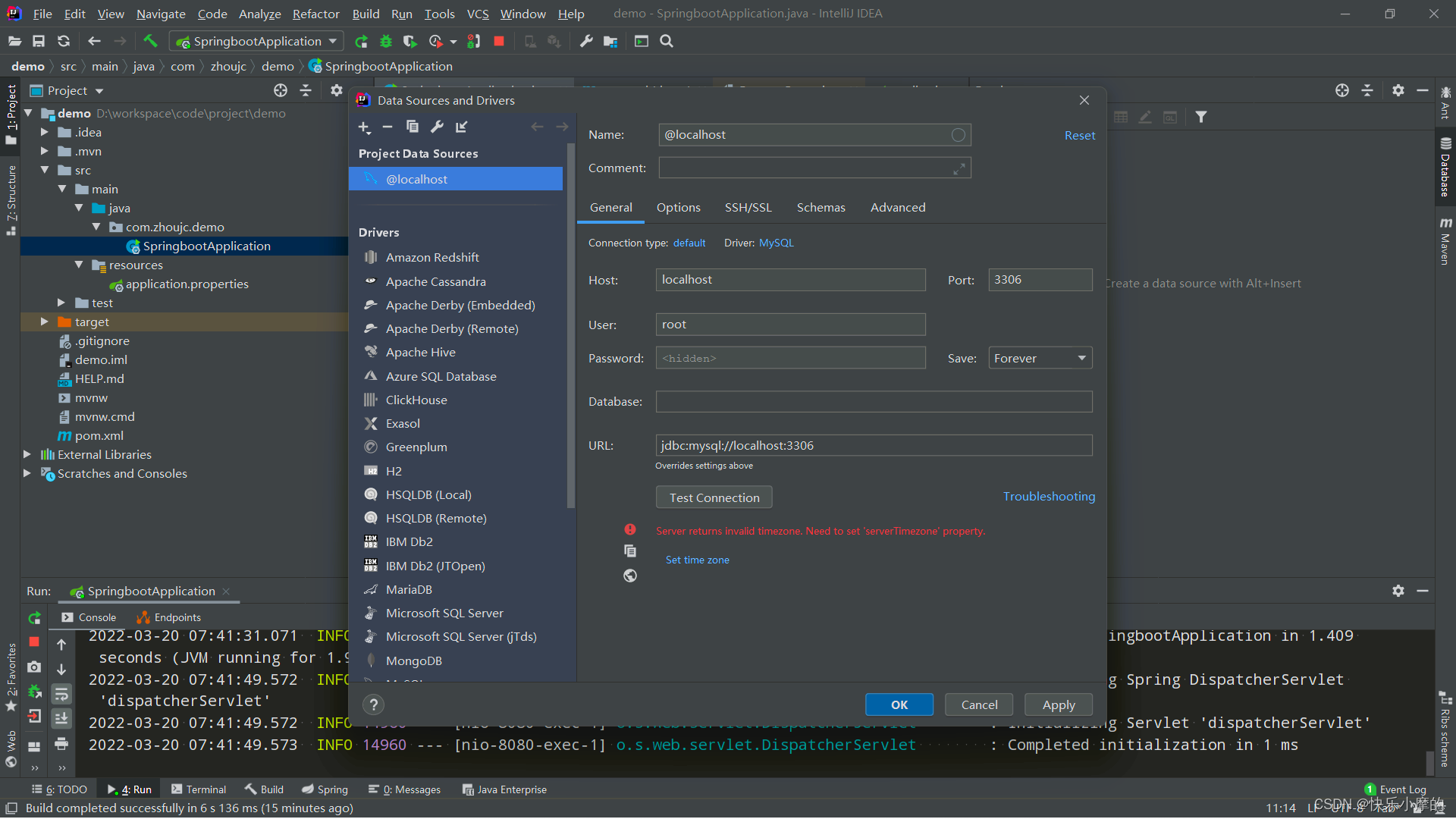IDEA连接MySql时区报错问题_server returns invalid timezone. need to set 'serv-CSDN博客