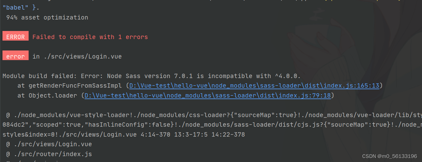 module build failed: Error: Node Sass version 7.0.0 is incompatible with ^4.0.0.@node_sass-CSDN博客
