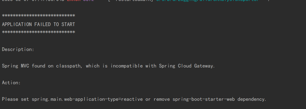 Please set spring.main.web-application-type=reactive or remove spring-boot-starter-web ...