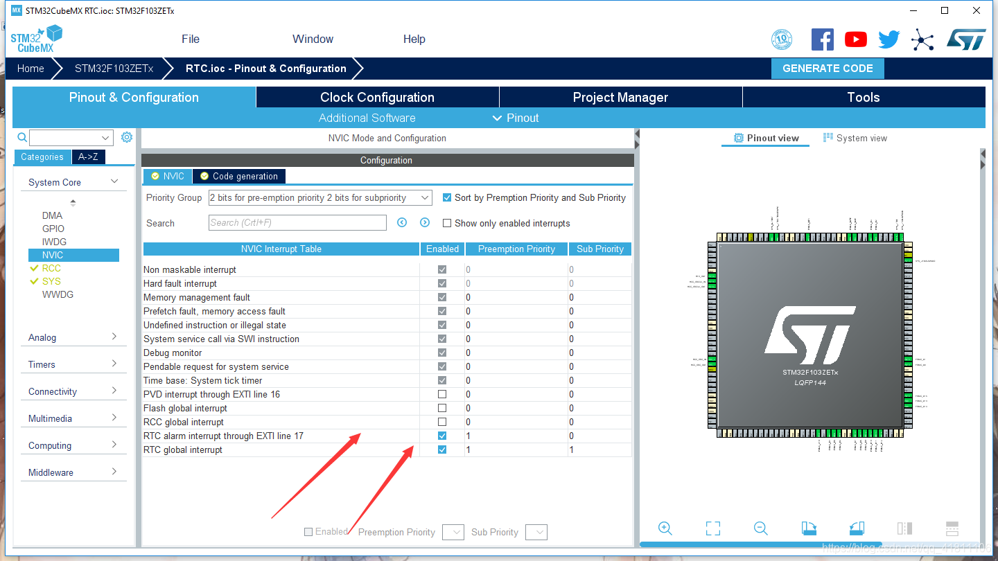 基于CUBEMX配置RTC时钟并产生秒中断和闹钟中断_stm32f103vet6基于stm32cubemx rtc时钟秒更新中断使用示例-CSDN博客