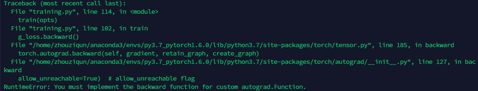 代码debug：RuntimeError: You must implement the backward function for custom autograd.Function._you ...
