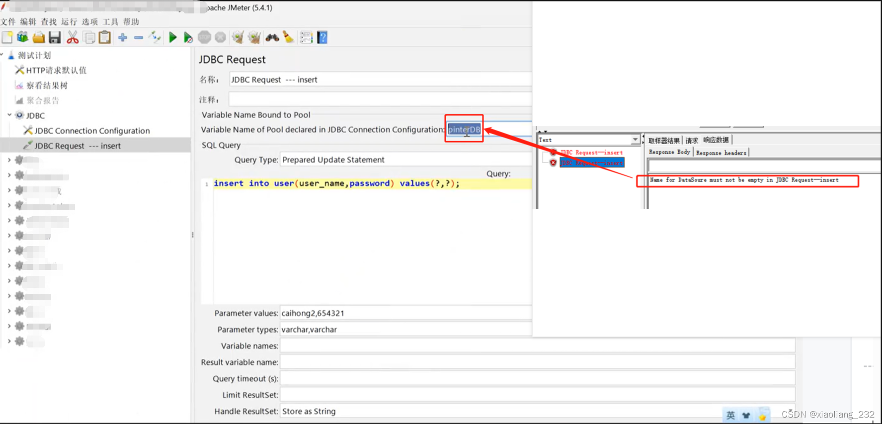 Jmeter学习中遇到的问题及解决办法_name for datasoure must not be empty in jdbc reque-CSDN博客