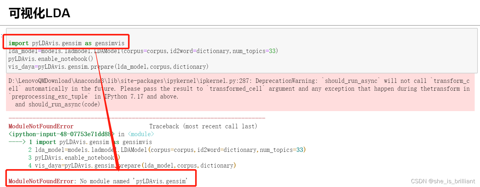解决ERROR:‘No module named ‘pyLDAvis.gensim‘_modulenotfounderror: no module named 'pyldavis-CSDN博客