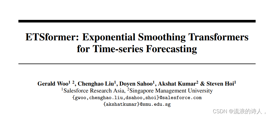 ETSformer: Exponential Smoothing Transformers for Time-series Forecasting-CSDN博客