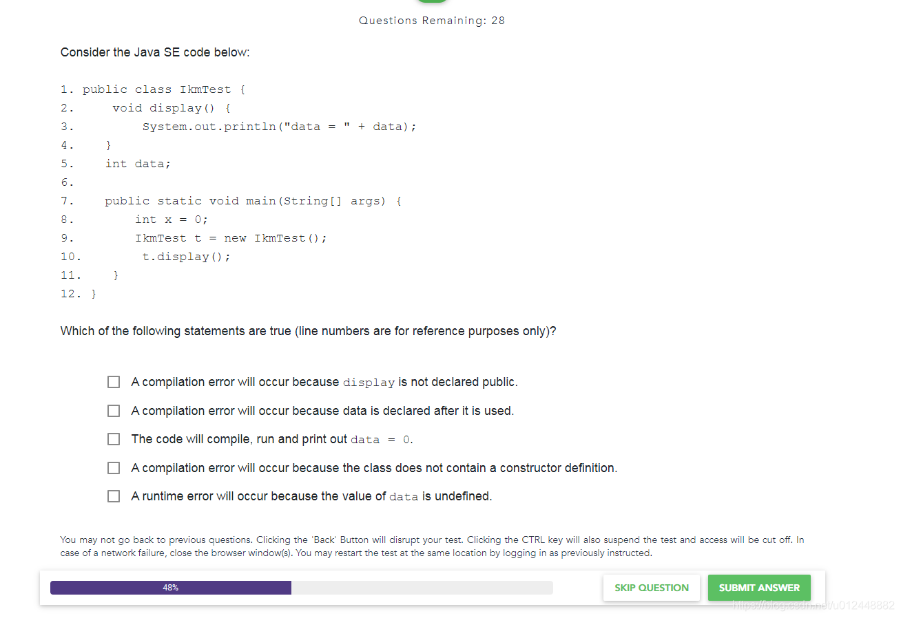 IKM-Java SE 8评估测试题挑战，测测你的基础水平_ikm测试-CSDN博客