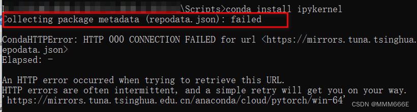 ModuleNotFoundError: No module named和Collecting package metadata (repodata.json): failed ...