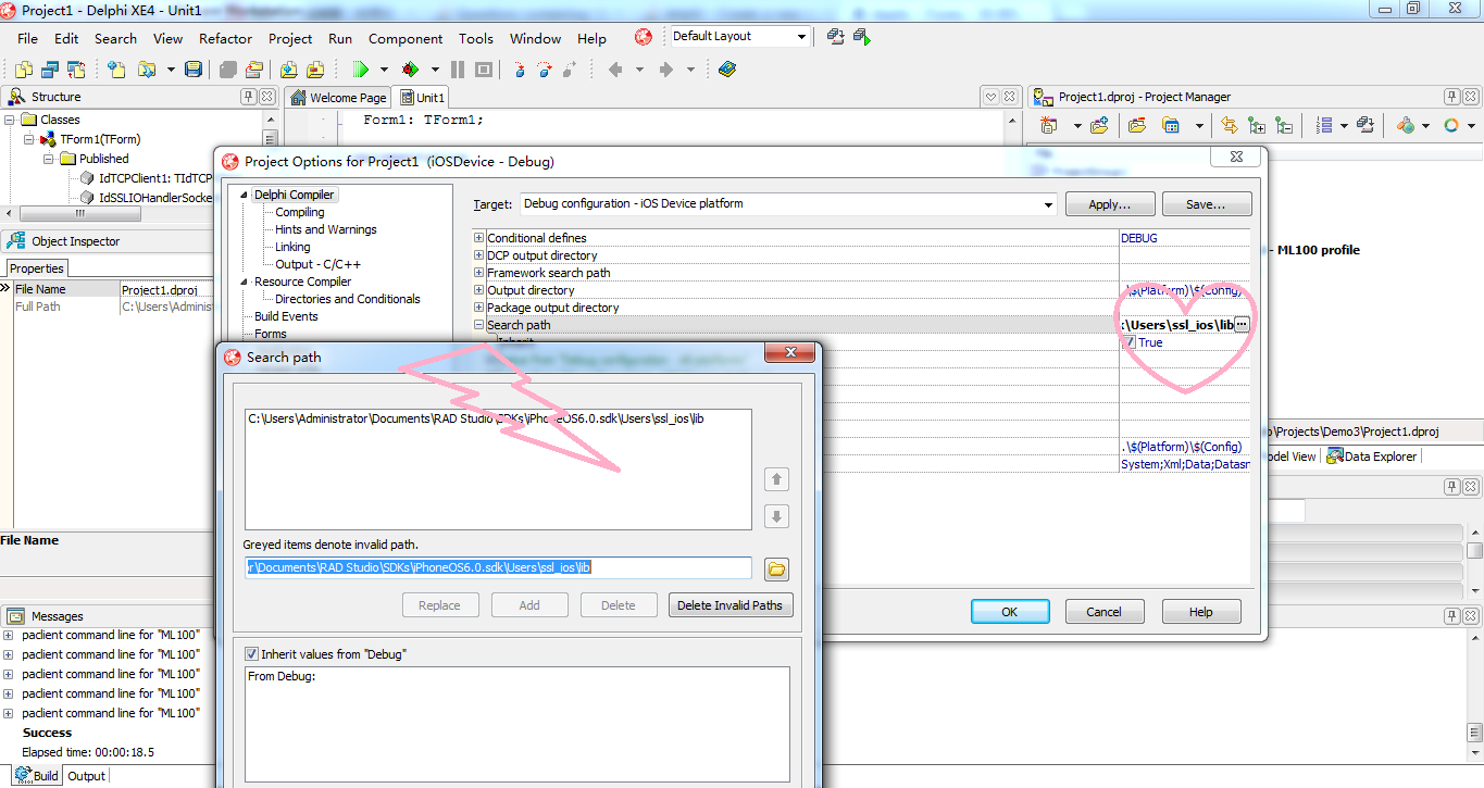 Delphi XE4 IOS Series: "Loading SSL module faild.? " Indy ssl feature ...