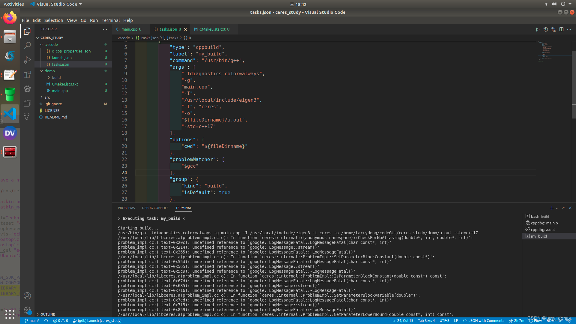 Ubuntu18 vscode配置Ceres的调试_vscode ceres 调用-CSDN博客