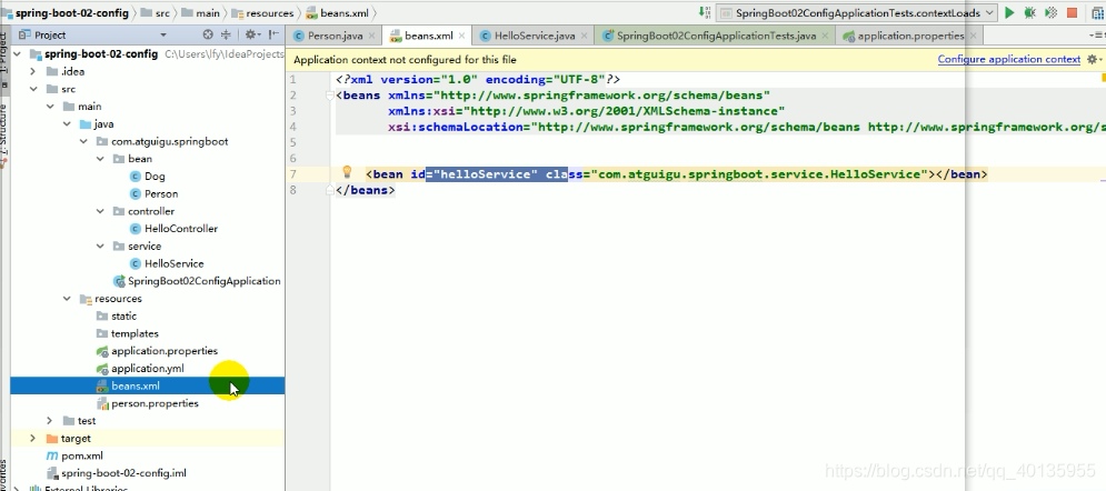 @PropertySource 加载指定配置文件，@ImportResource：导入Spring的配置文件，配置类@Conﬁguration和@Bean的使用-CSDN博客