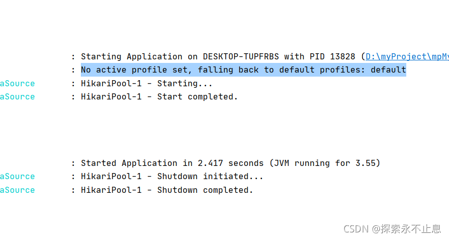 No active profile set, falling back to default HikariPool-1 - Shutdown completed. springboot项目打开 ...