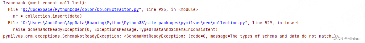 milvus报The types of schema and data do not match_milvus java double-CSDN博客