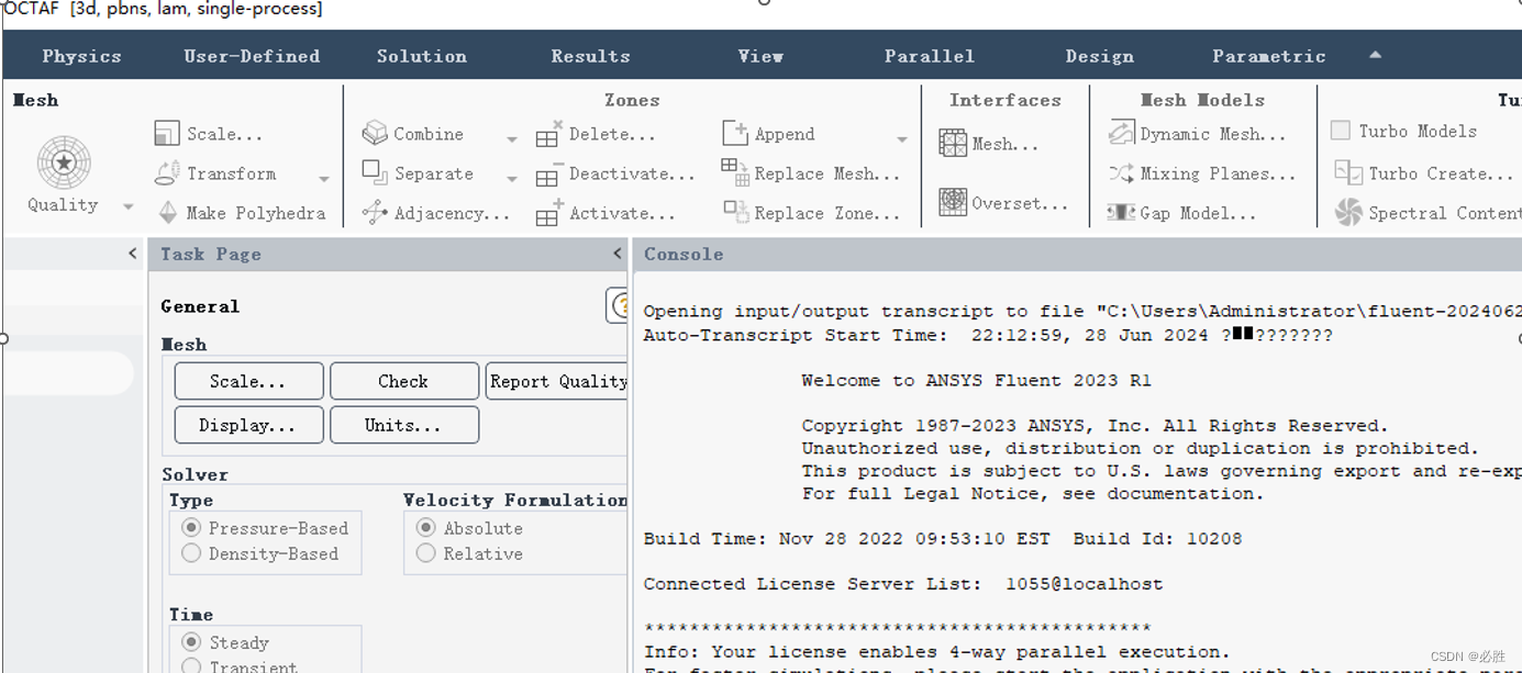 Fluent参数化Parameter仿真未初始化问题解决/Fluent2023R1版本未见参数化Parameter工具栏_fluent参数化仿真-CSDN博客