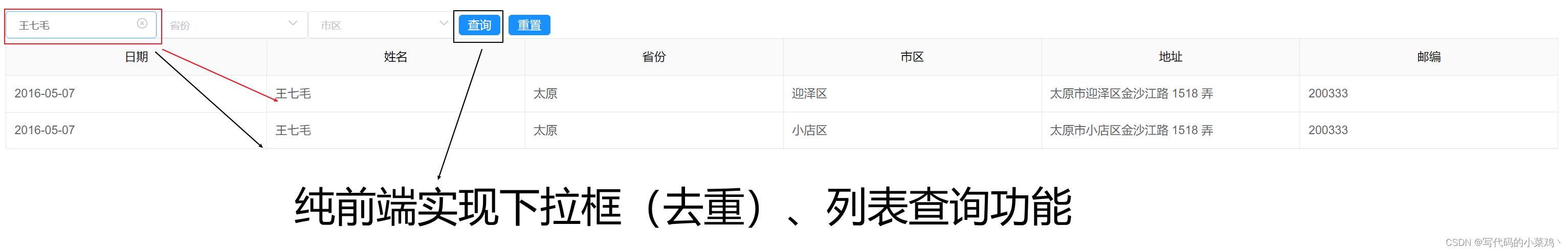前端自己实现下拉框以及列表查询(去重)前端和excel数据实现按照下拉框筛选 Csdn博客