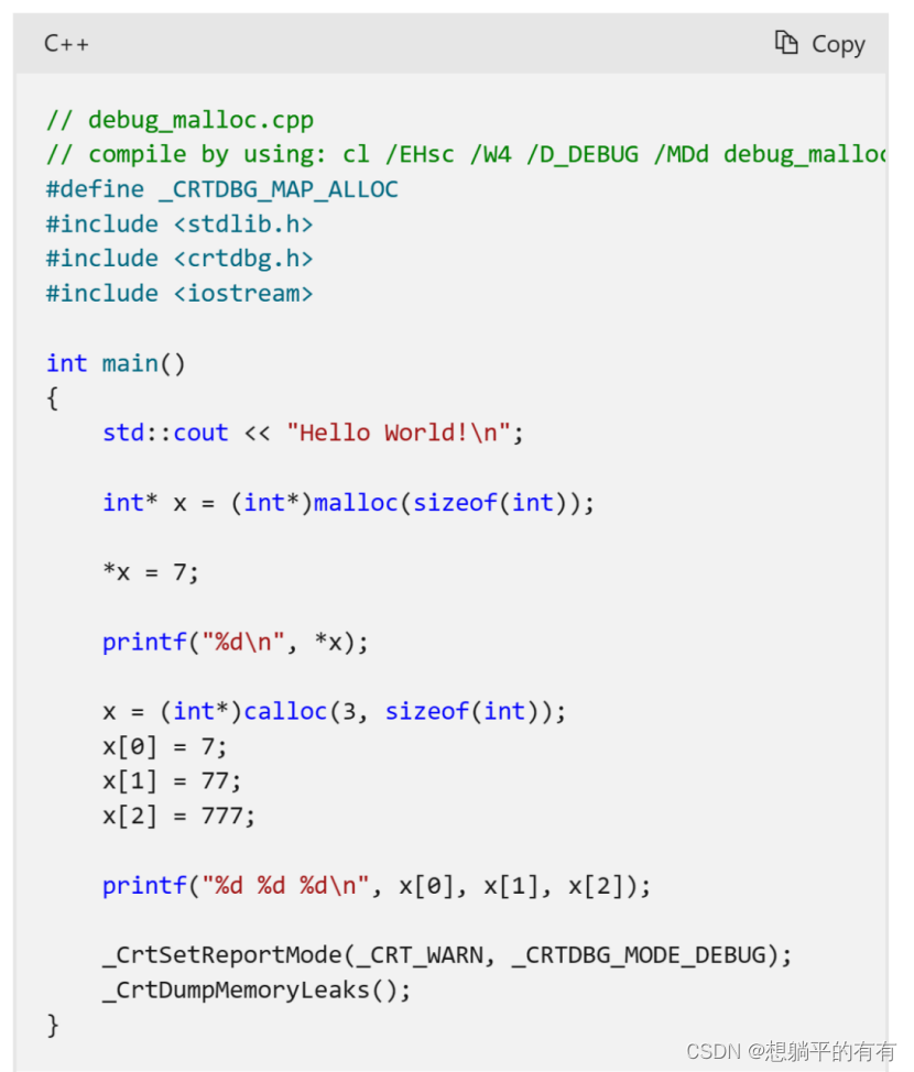 内存泄漏检查：windows(CRT) linux(mtrace 内存追踪、valgrind 工具)_crt内存泄露-CSDN博客