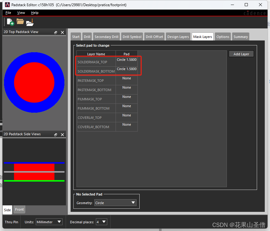 Cadence——Padstack制作贴片和通孔焊盘以及机械安装孔-CSDN博客