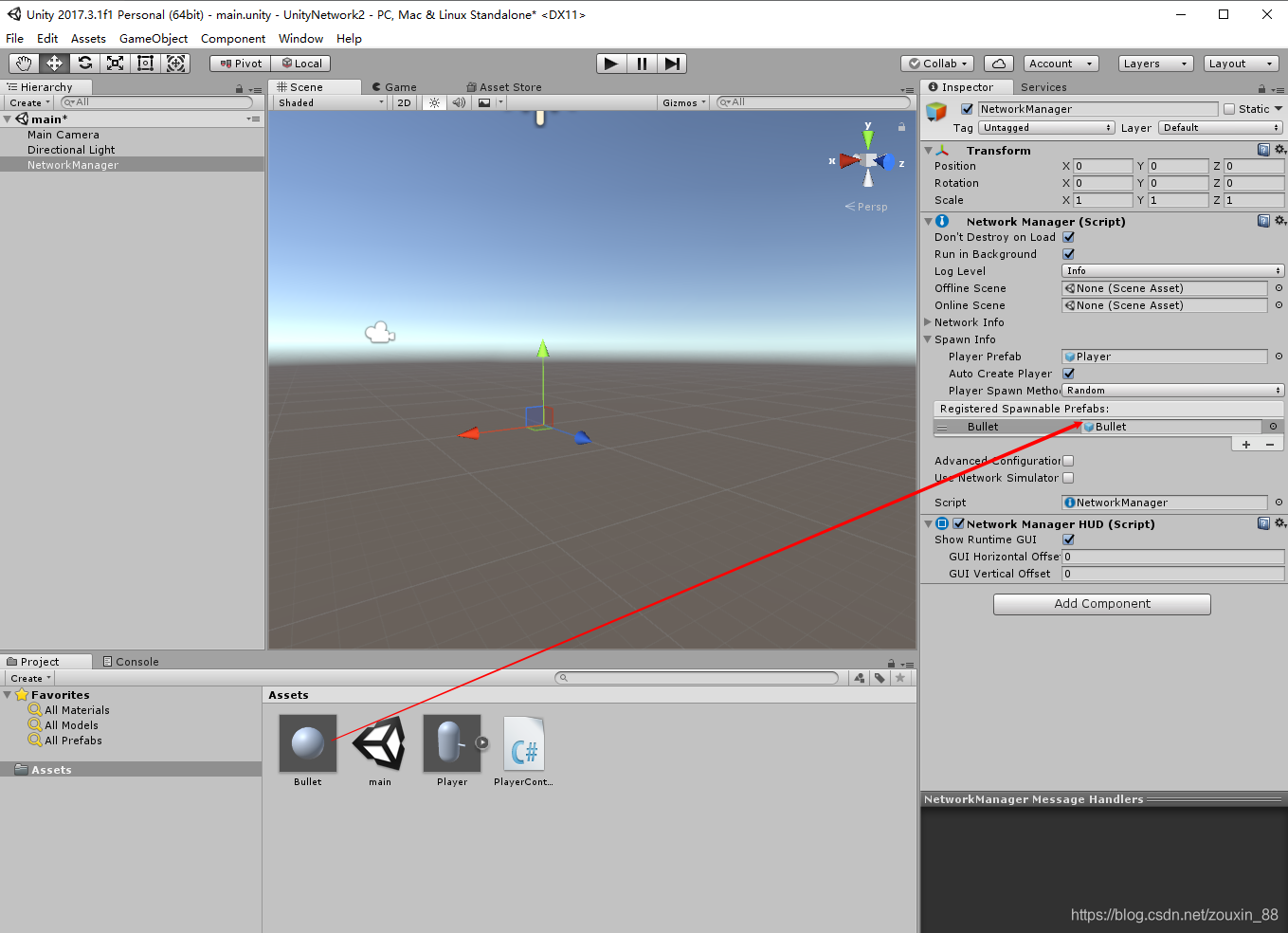 Unity多人游戏简单实例（二）同步生成物体_unity 同步插件中network prefabs lists-CSDN博客