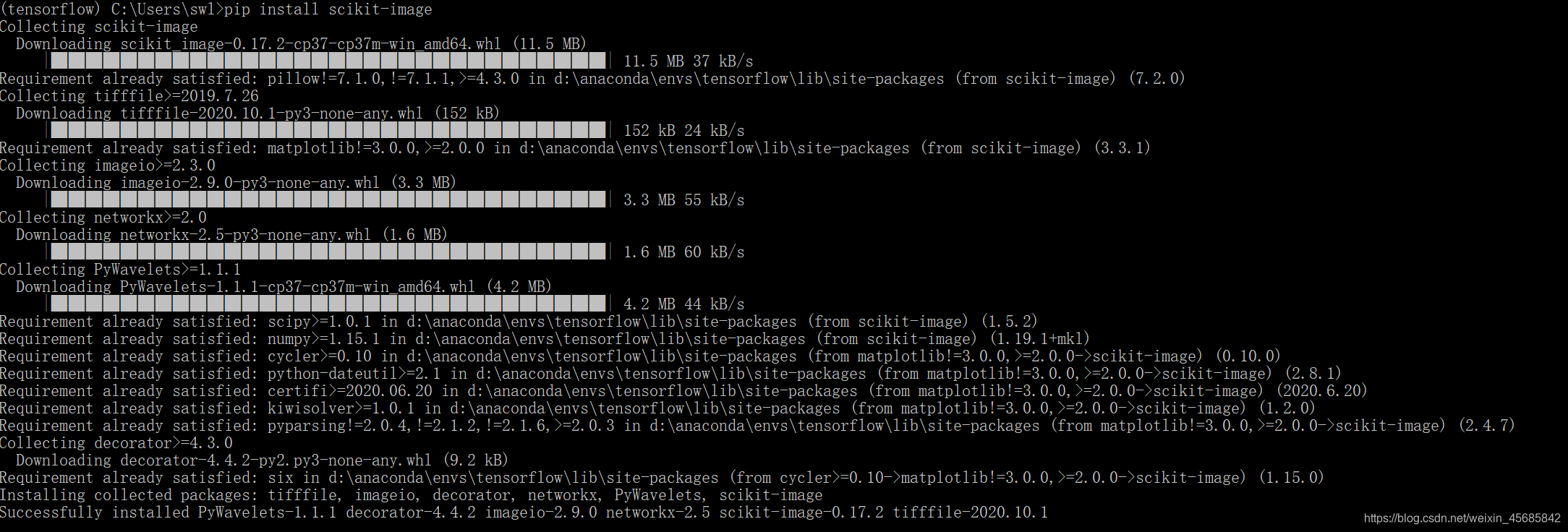 tensorflow框架下的Skimage安装_tensorflow下载skimage-CSDN博客