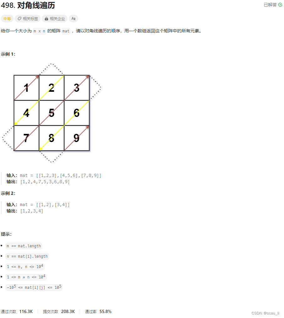 从零开始刷力扣——特定顺序遍历二维数组-CSDN博客